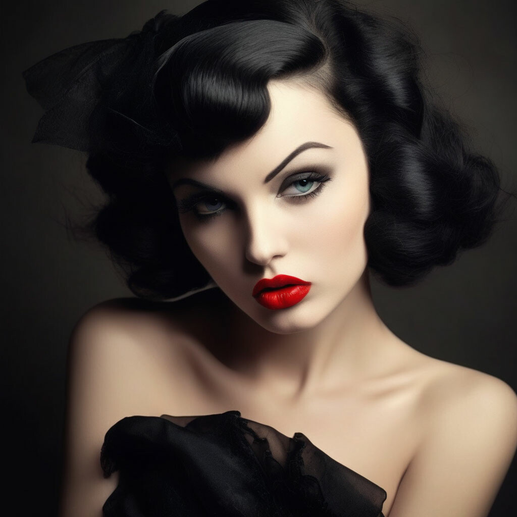 "Oh, that fatal fly on the cheek vamp girl,retro style" — image created ...