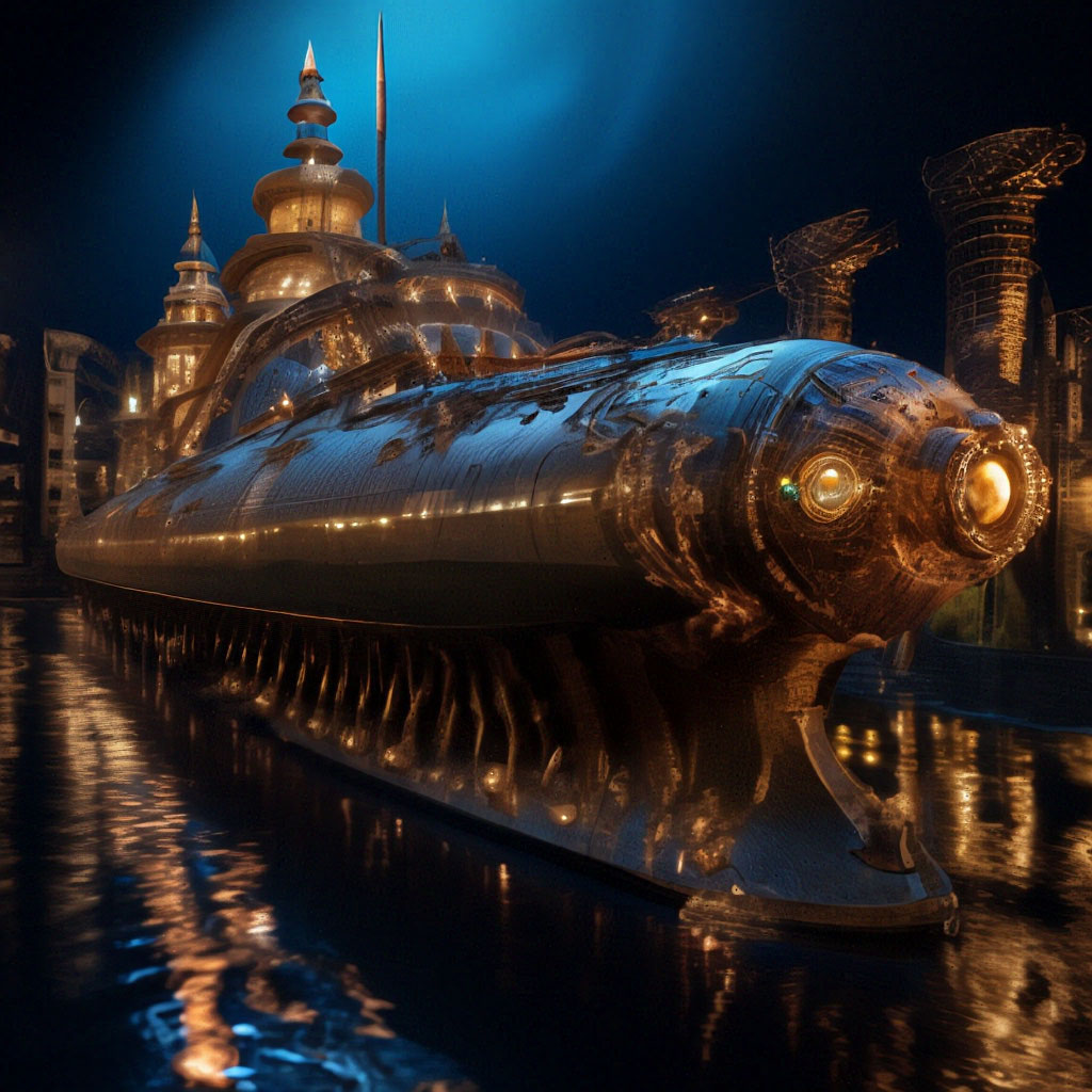 "Majestic Captain Nemo's Nautilus" — image created in Shedevrum