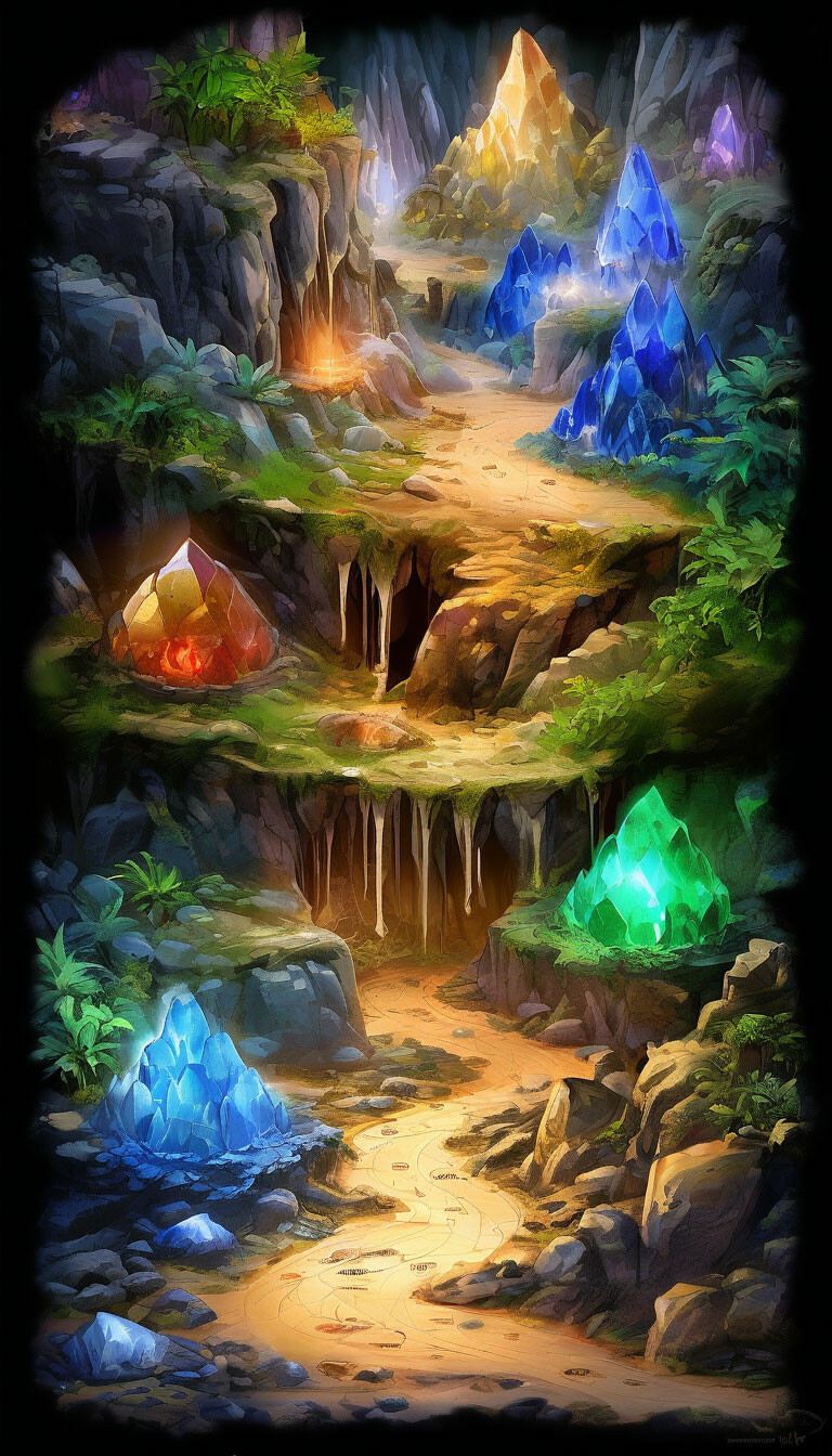 "Underground, geographical map, ancient three-dimensional worn treasure ...