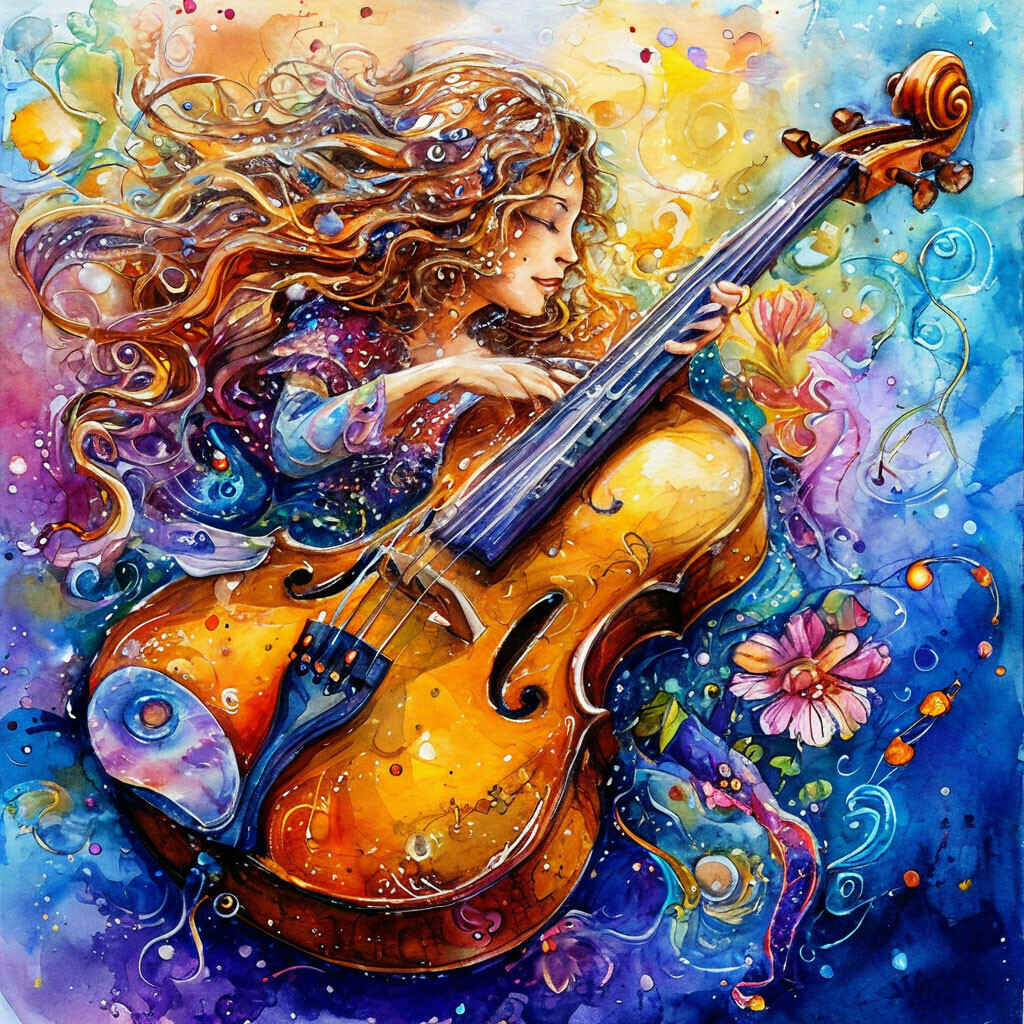 "Musical fantasy in watercolor" — image created in Shedevrum