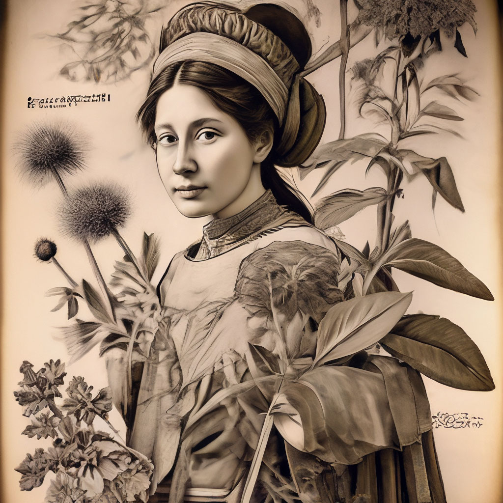 "An ancient botanical engraving of herbs and flowers contains a ...