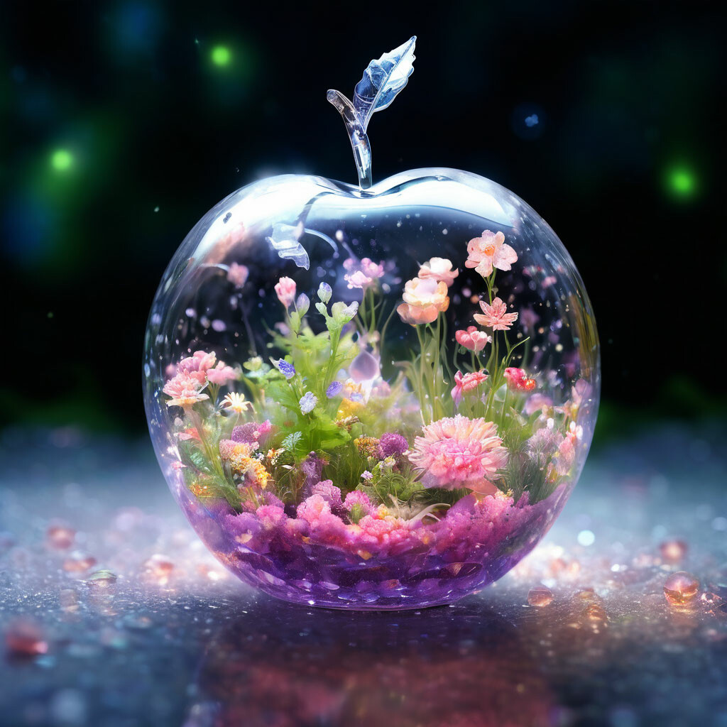 "Magical spring inside the diamond apple,microcosm,fairy garden ...