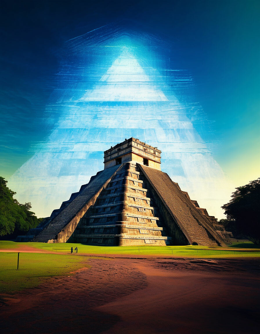 Alien spaceship under the Mayan pyramid, Pirámide de Kukulkán, Templo ...