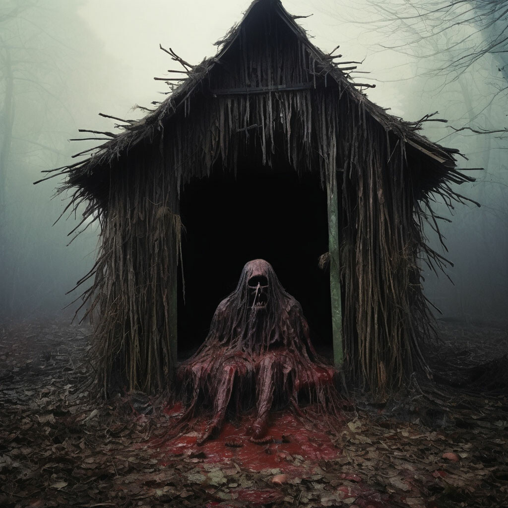 "The Hut of bodies, horror" — image created in Shedevrum