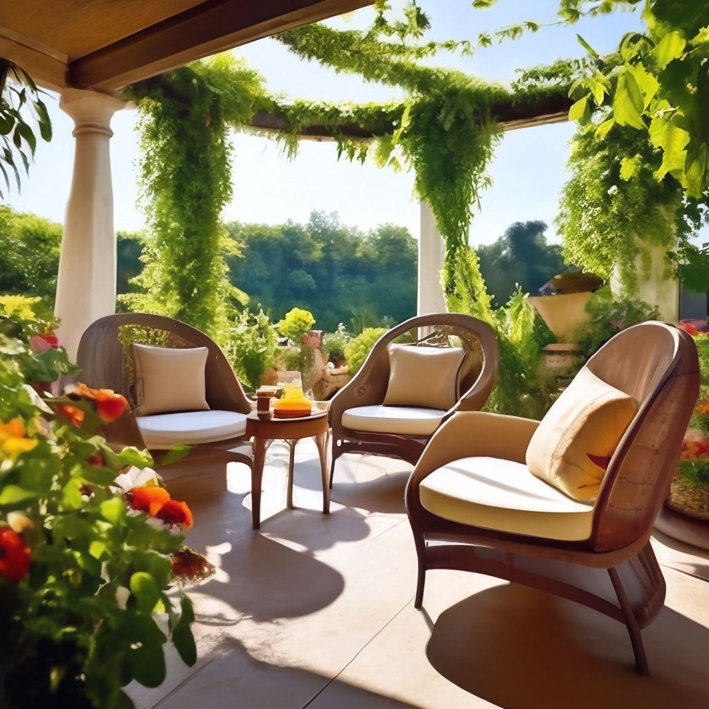 "A large terrace... Professional photo, 64k... Beautiful, large,sunny ...