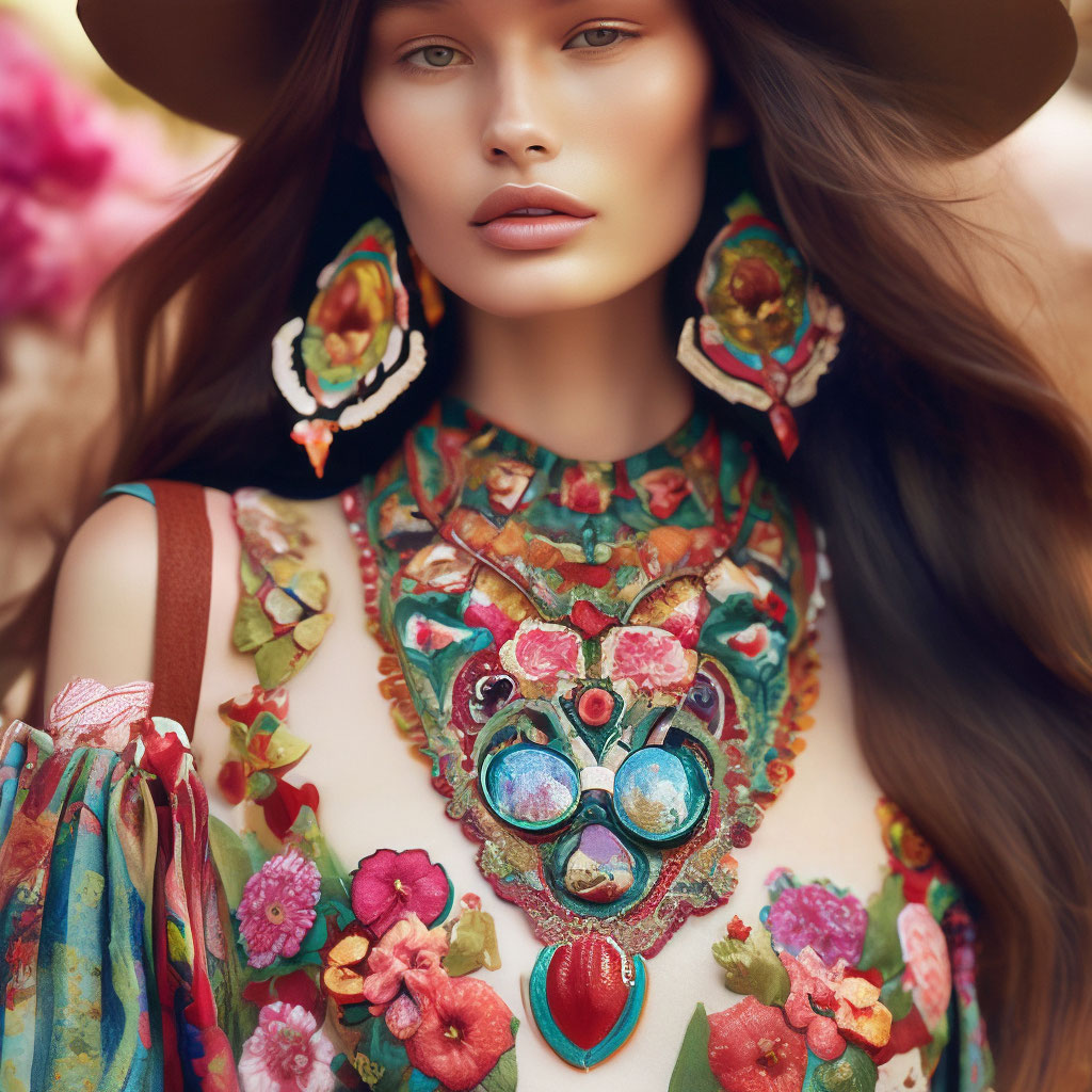 "Big heart in fashion boho style advertising gloss cover, bunka shishu ...