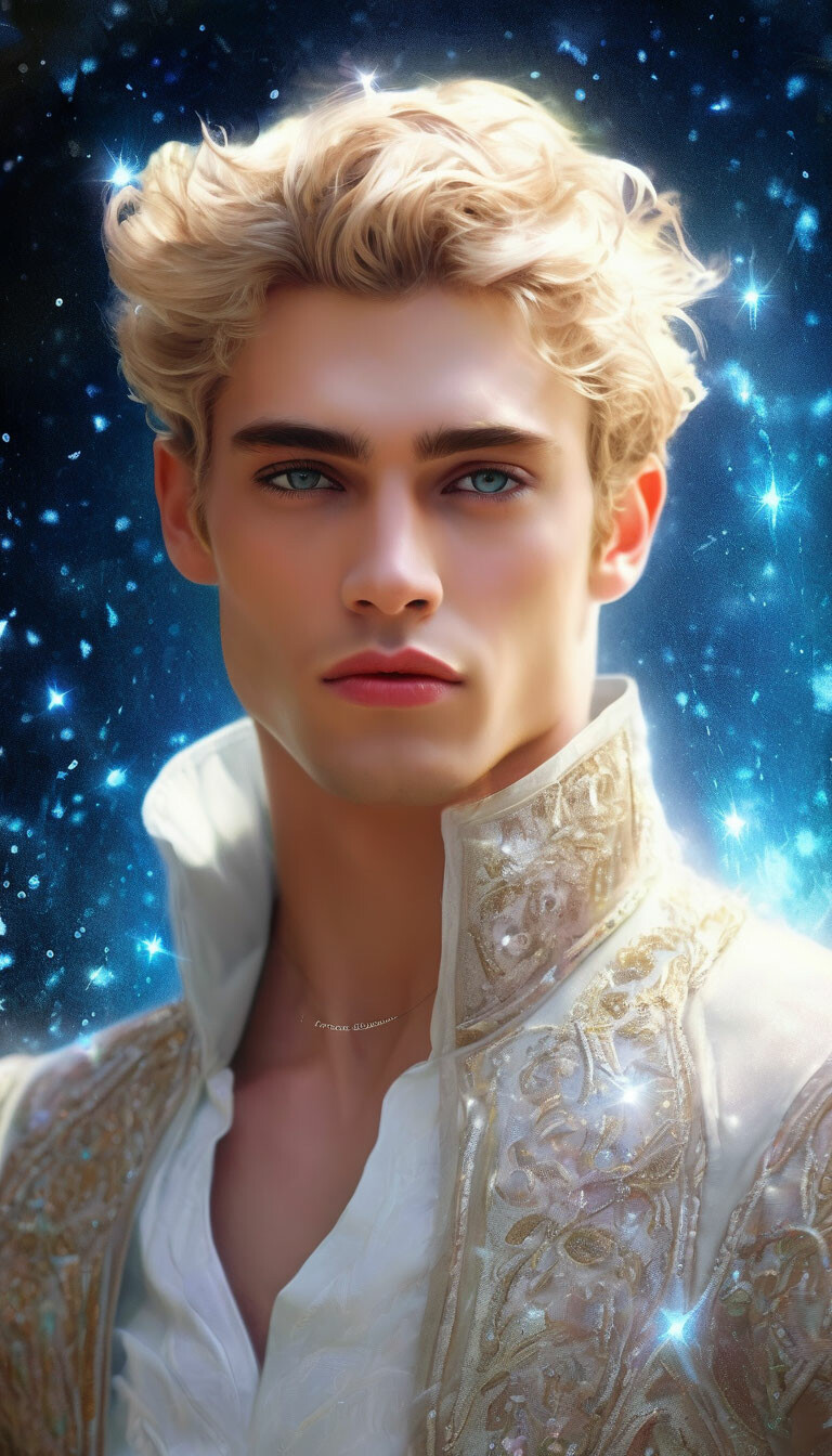 "Fantasy, diamond painting, very handsome prince, fashion model ...