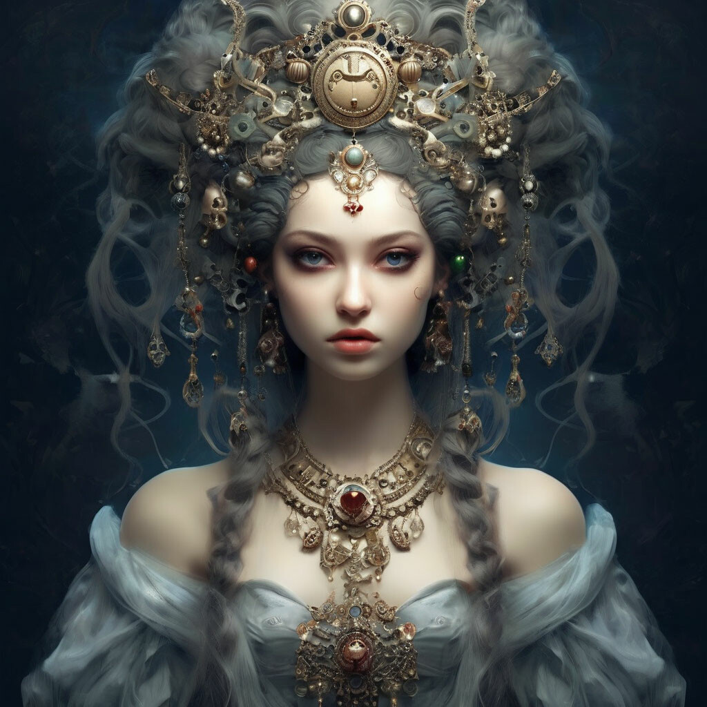 "Moon princess, elaborate jewelry, …" — image created in Shedevrum