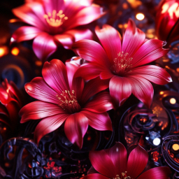 «Beautiful digital photo, realistic, crimson flowers, shimmer ...