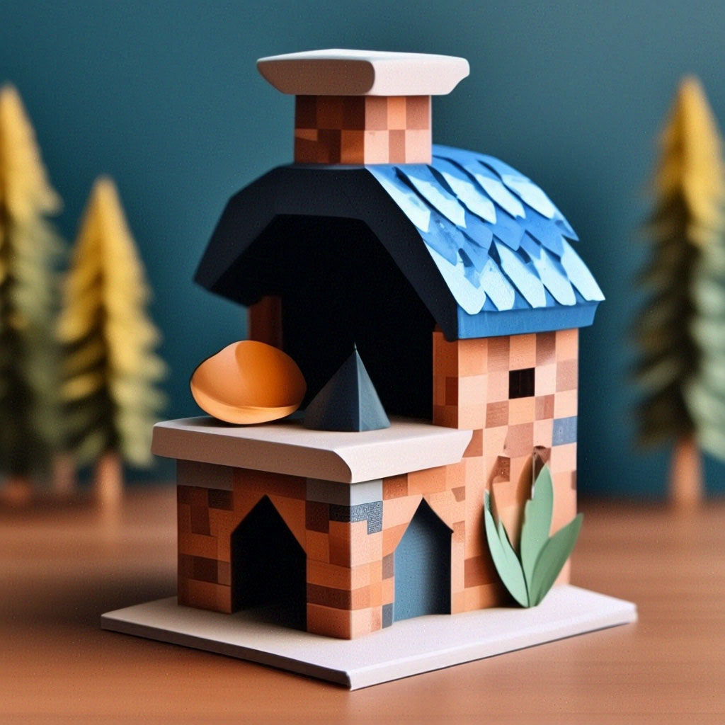 "Russian folk oven Emeli origami, forest" — image created in Shedevrum