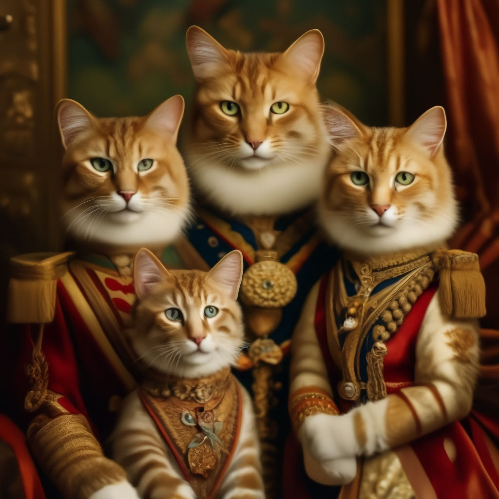 "The family of royal cats" — image created in Shedevrum