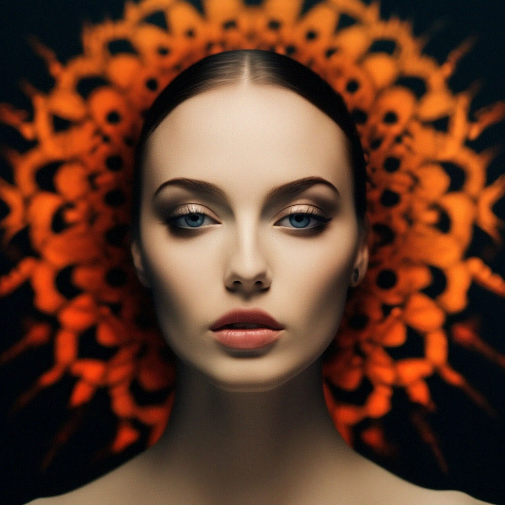 "Beautiful woman ephemeral mandala + matter emptiness space surrealism ...