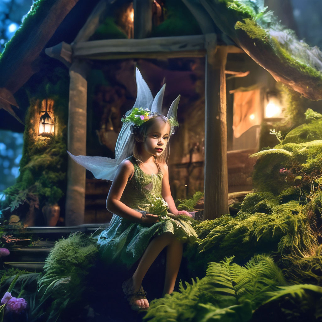 "Professional photo, hyperrealistic, a tiny realistic winged pixie is ...