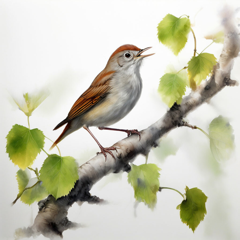 "The nightingale begins to sing when it can drink dew from a birch leaf ...