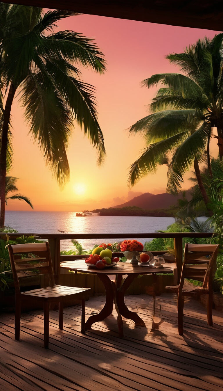 "🫶 Sunset on the tropical coast. …" — image created in Shedevrum