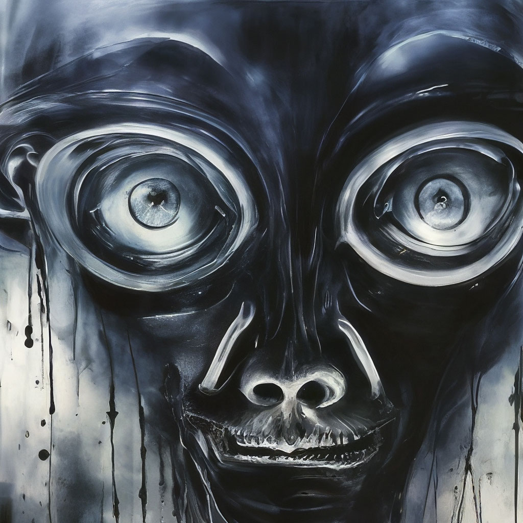 "⚫ biotech, creepy look without …" — image created in Shedevrum