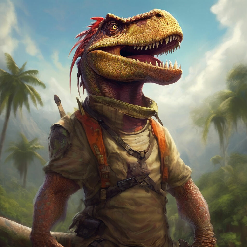 "An anthropomorphic dinosaur | ВИКТО…" — image created in Shedevrum
