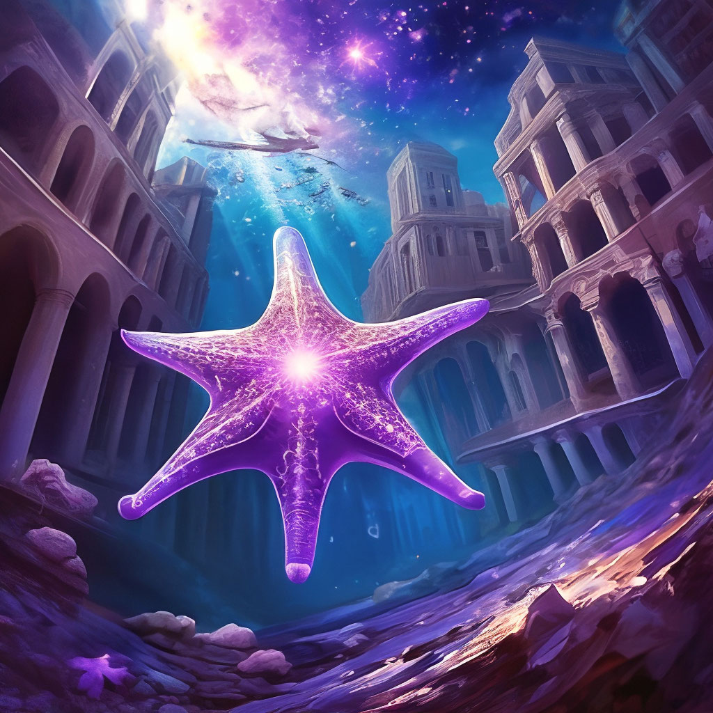 "The starfish, the underwater ruins of an ancient city, creates eddies ...