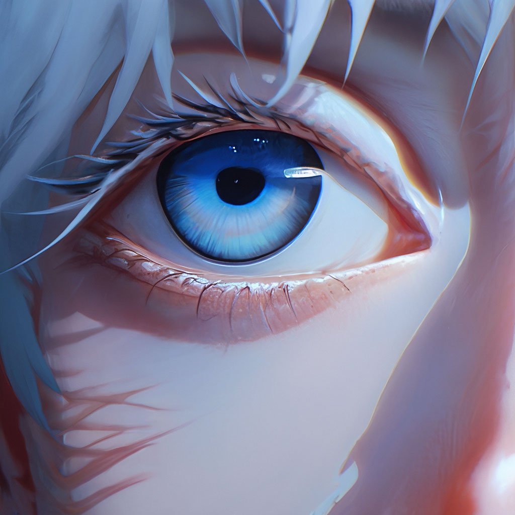 "Gojo Satoru's eye, albino eyelashes, heavenly bright color, heavenly eye, highlights, framed ...
