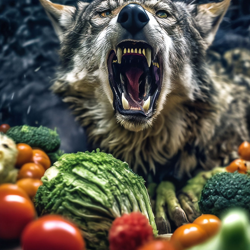 "The dramatic suffering of a vegan wolf humor, horror, aesthetically ...