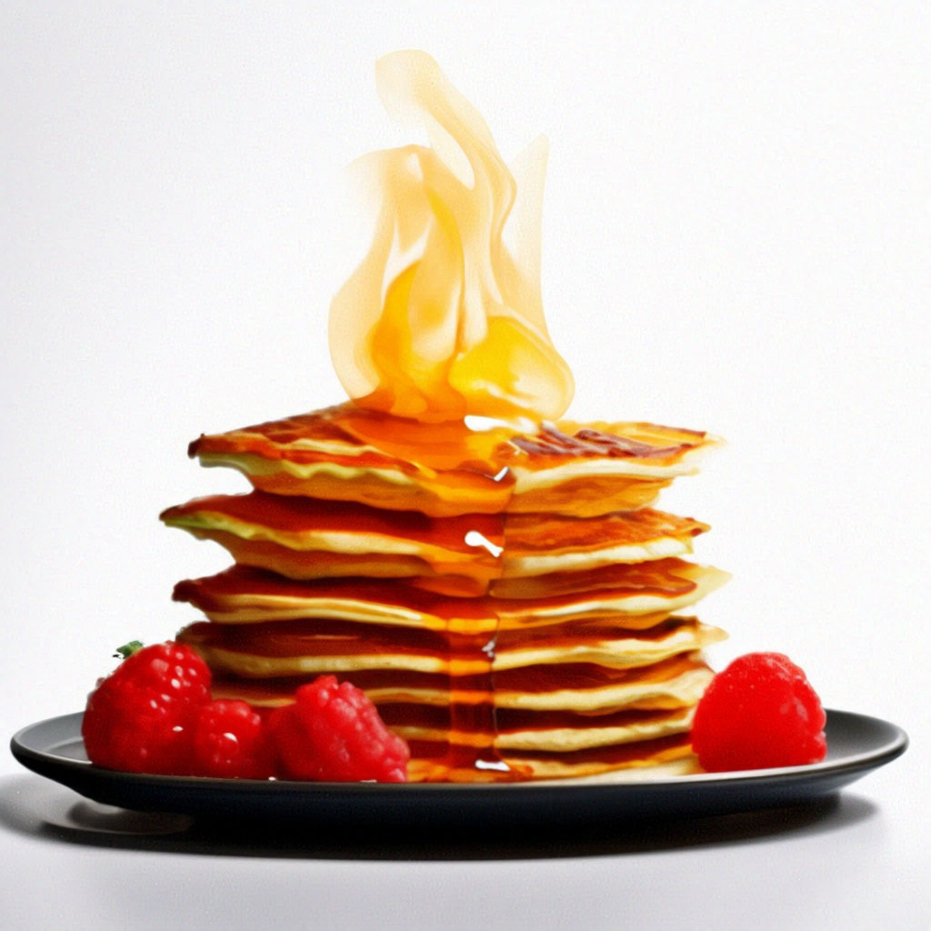 "Double exposure, a stack of pancakes with heat from the heat, hot ...