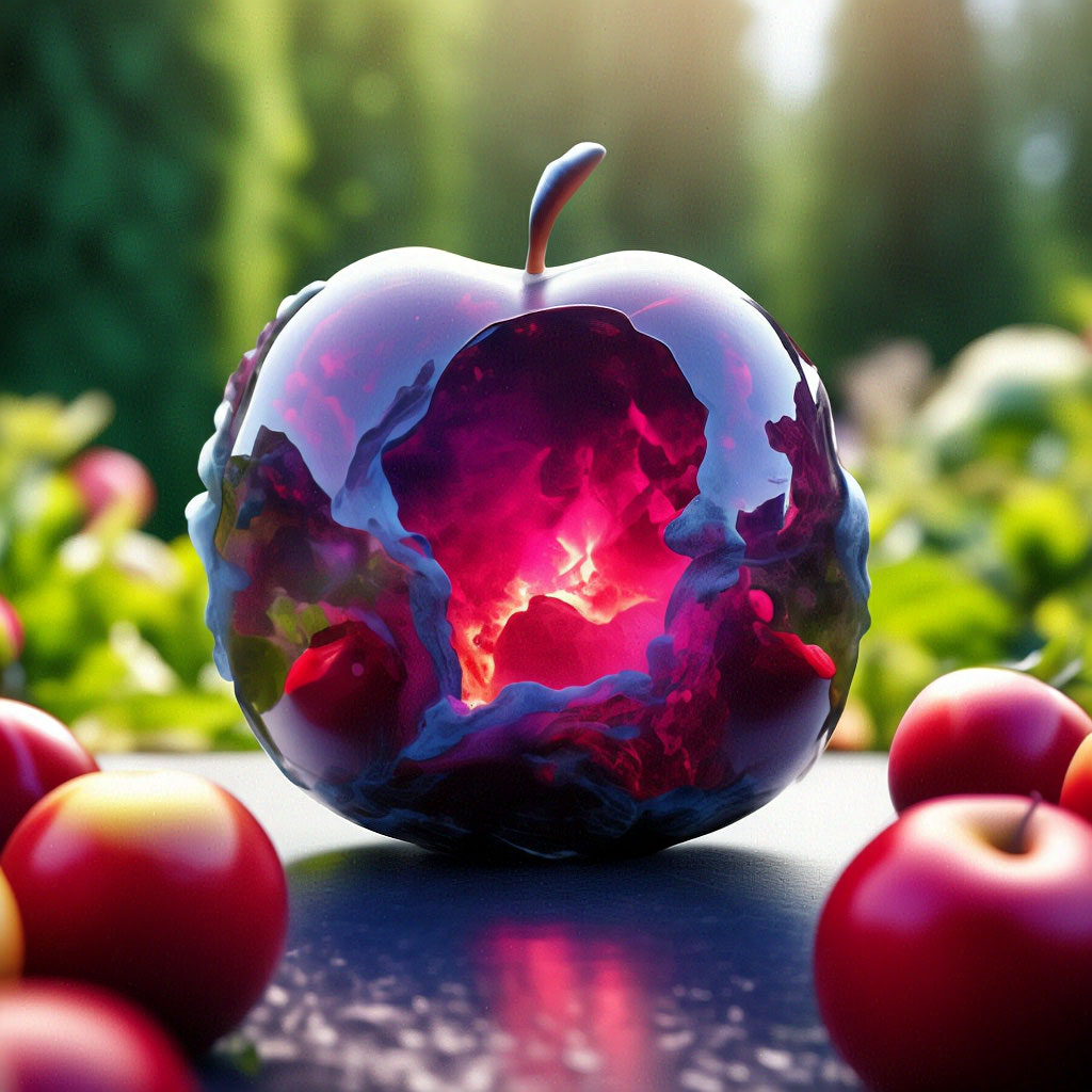 "The apple geode. 64k, high resolution, high detail, 30mm lens, 1/250s ...