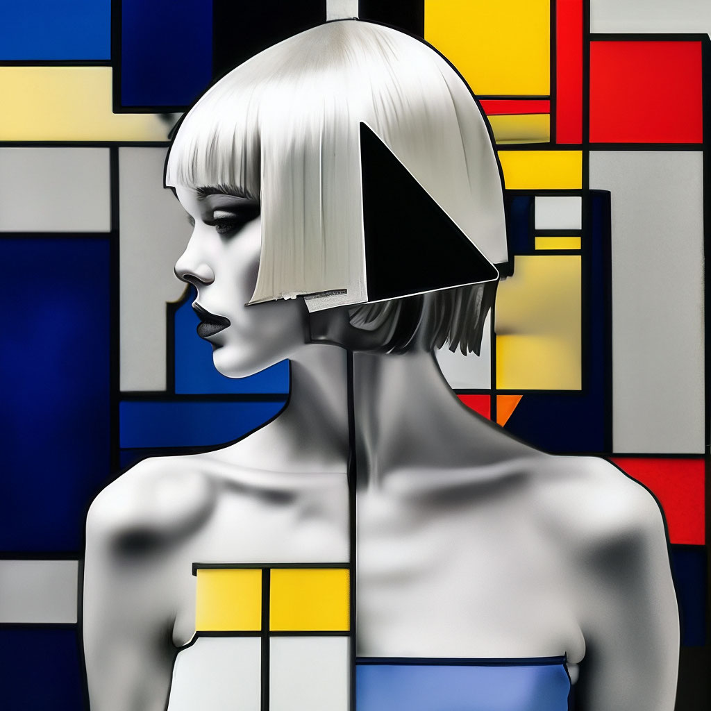 Suprematism, minimalism, Mondrian style magazine photography, female ...