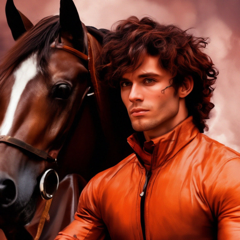 " Racetrack guy jockey next to the English racetrack muscle reliefs ...