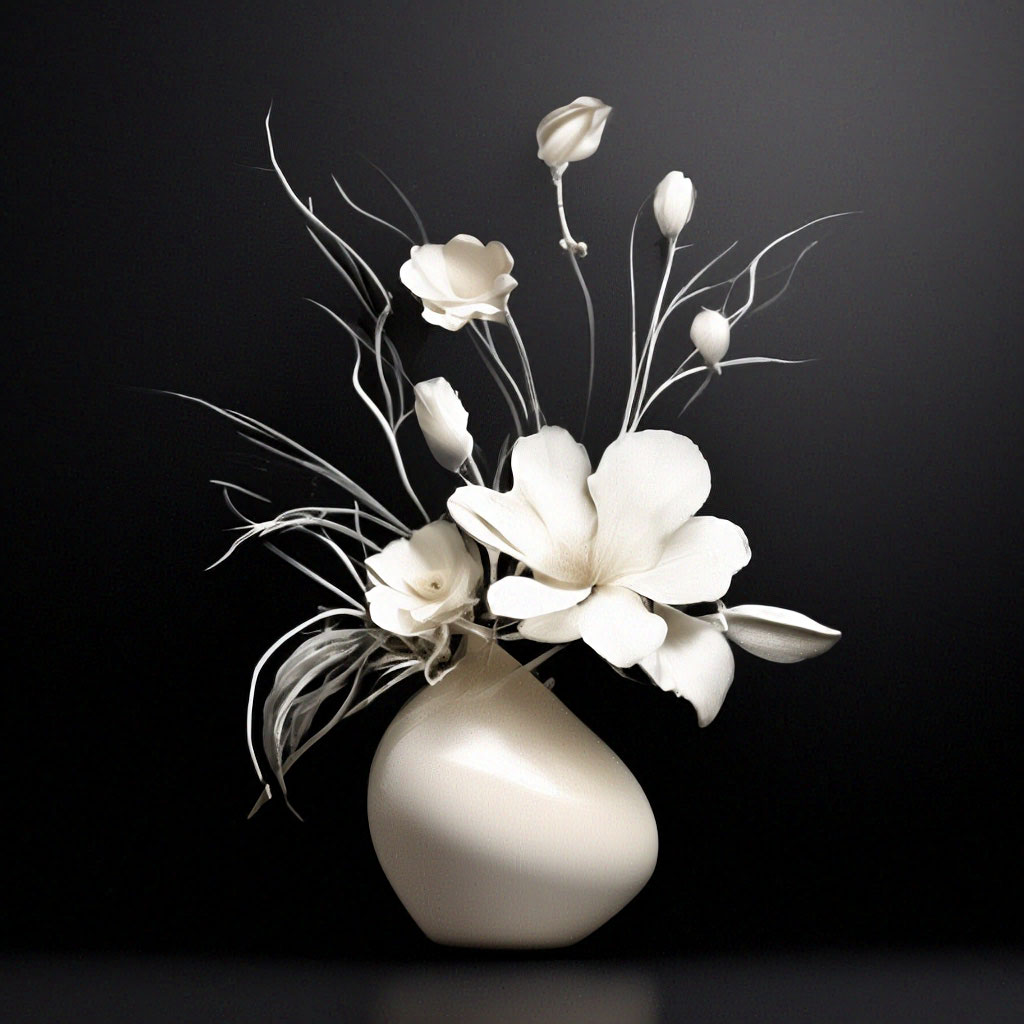 "E.V.KOD. ikebana, minimalism style, filigree details, clear drawing ...