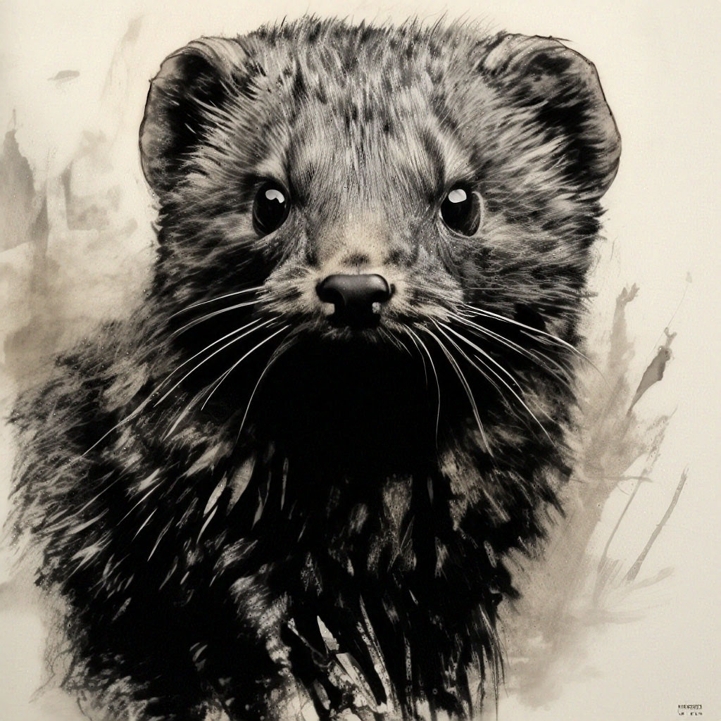 "Grunge realism, sketching, ink, mink, matte drawing" — image created ...