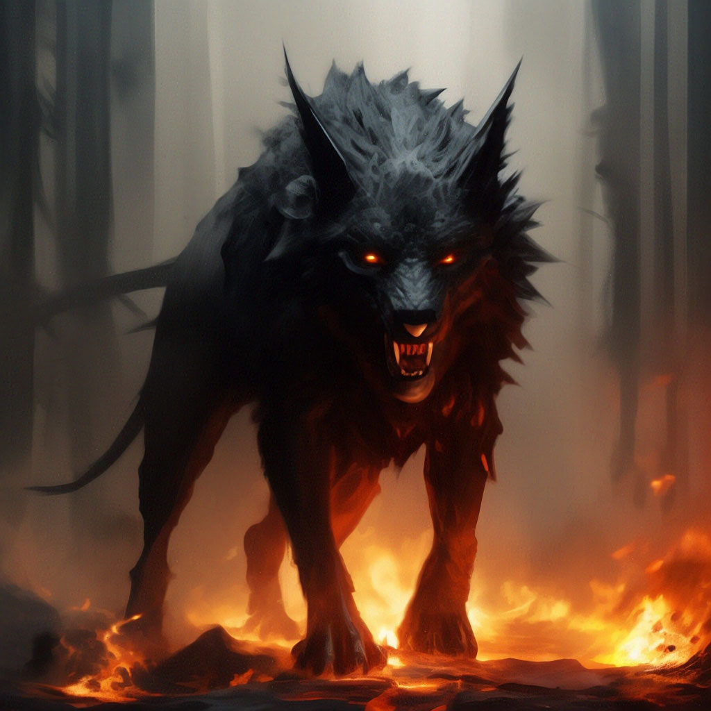 "Hellhound, fantasy art" — image created in Shedevrum