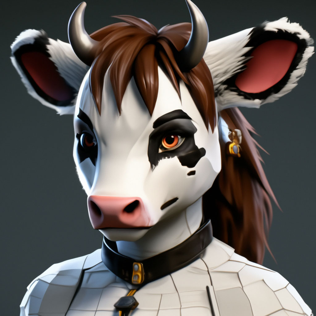 "Anthropomorphic cow girl furry" — image created in Shedevrum