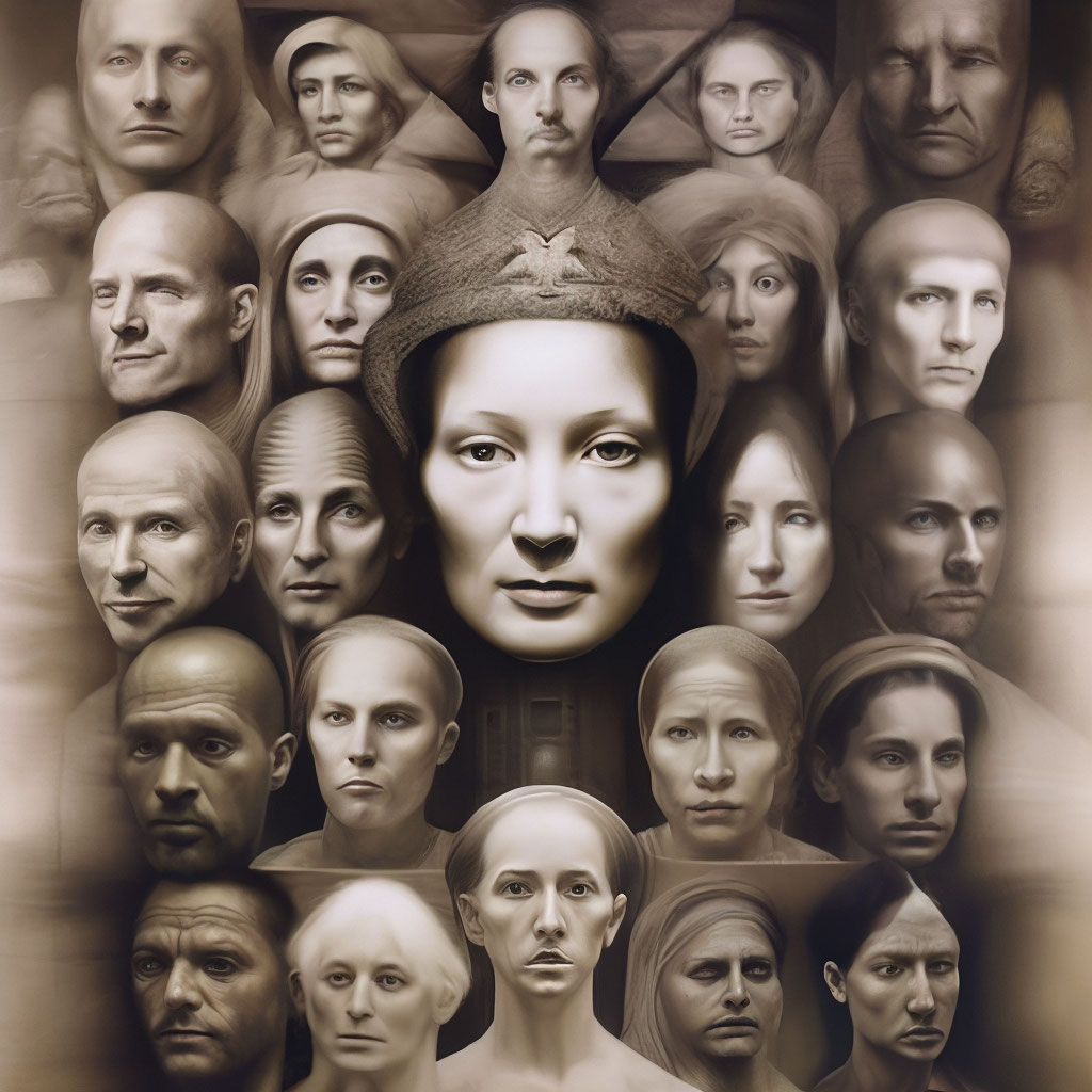 ""Reincarnation" A surreal portrait is a face made up of many other ...