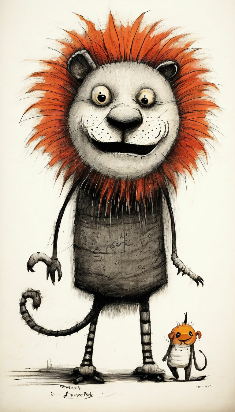 "The caterpillar and the lion The caricature is funny in the style of ...