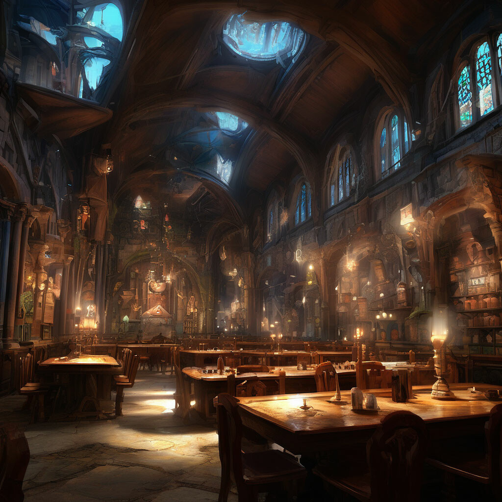 "The magic canteen at the Magic …" — image created in Shedevrum