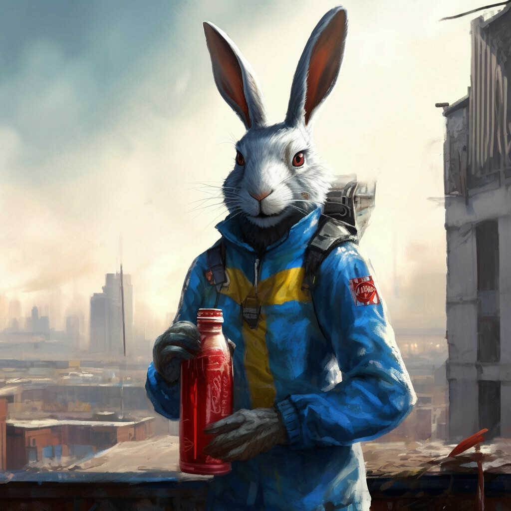 "☢️💀🐇 Close-up, portrait, …" — image created in Shedevrum