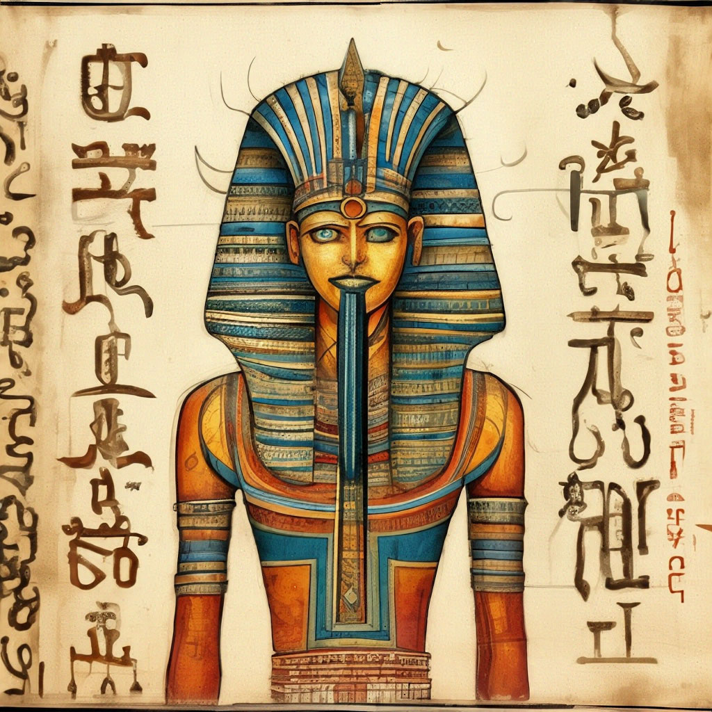 "An Egyptian hieroglyph. engraving watercolor ink pen ...