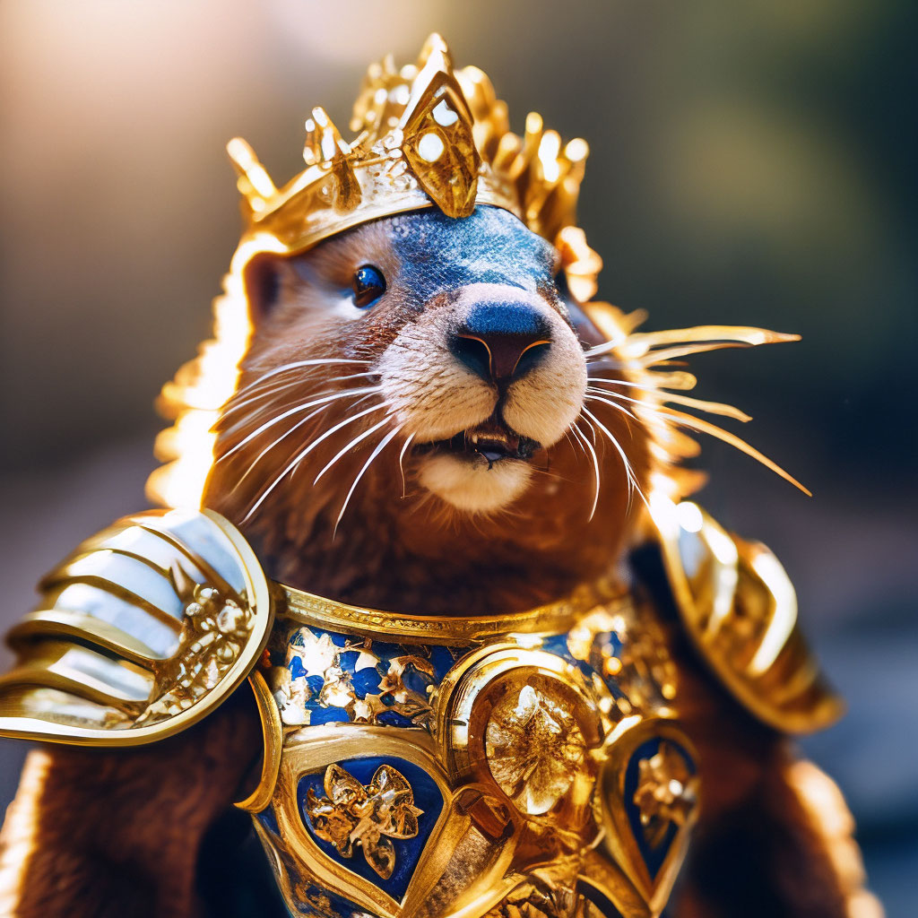 "🦫 Realistic HD beaver gladiator, in gold armor, encrusted with ...