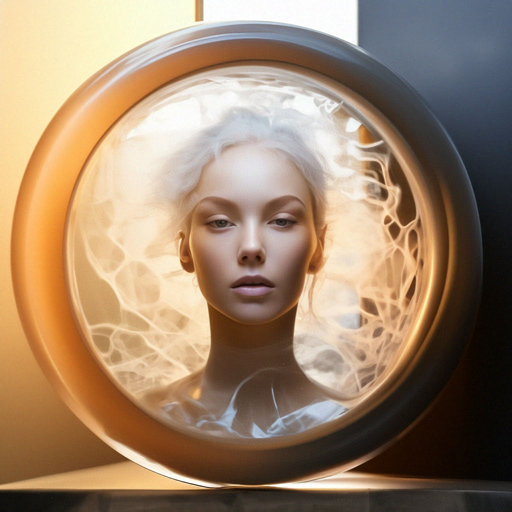 "🤔упс transparent, intricate amorphous object with a female face in the ...