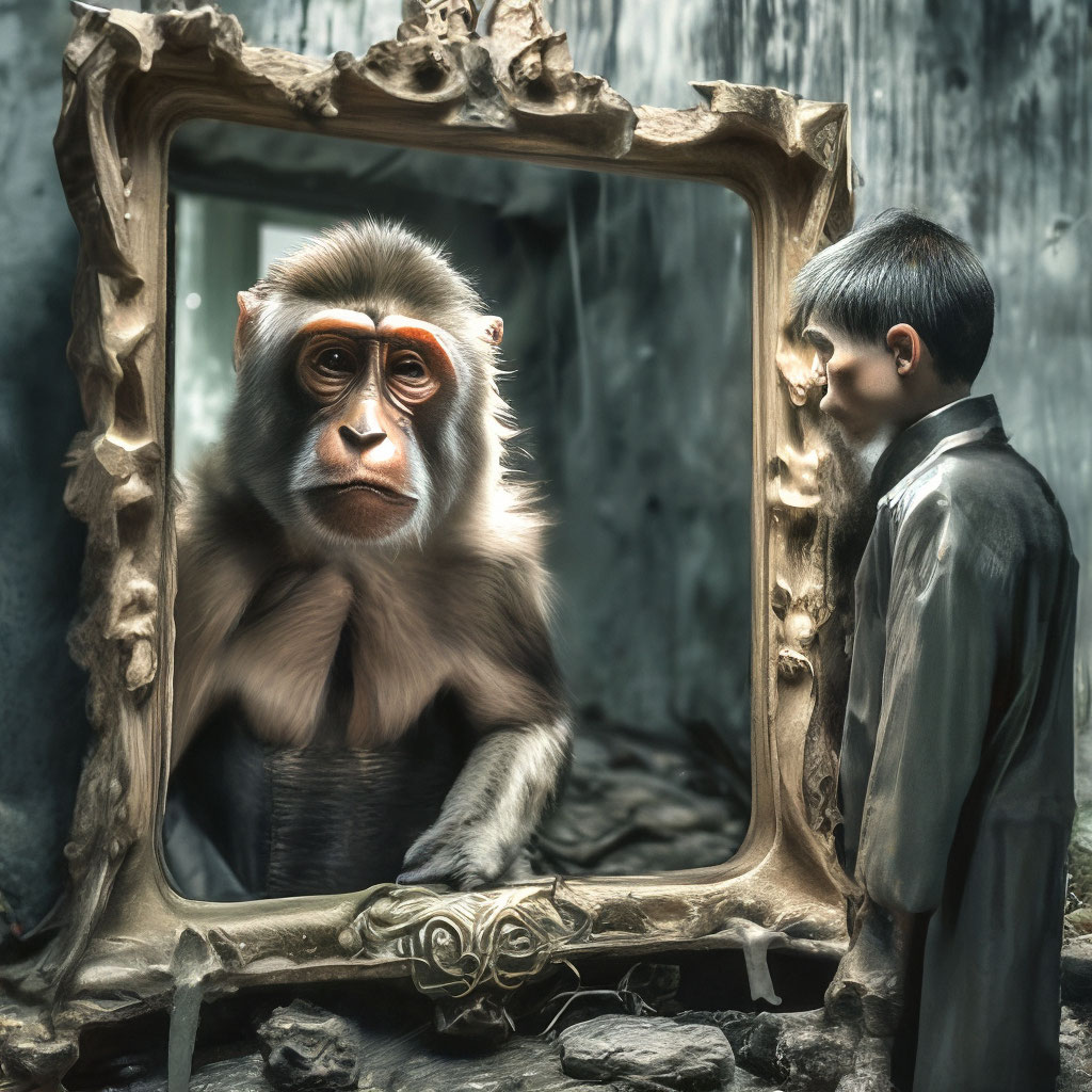 "The macaque looks in the mirror and sees himself beautiful" — image ...