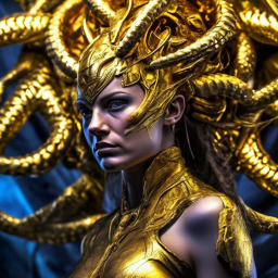 «Professional photo, realism, medusa gorgon, horror, hell, fear, pain ...