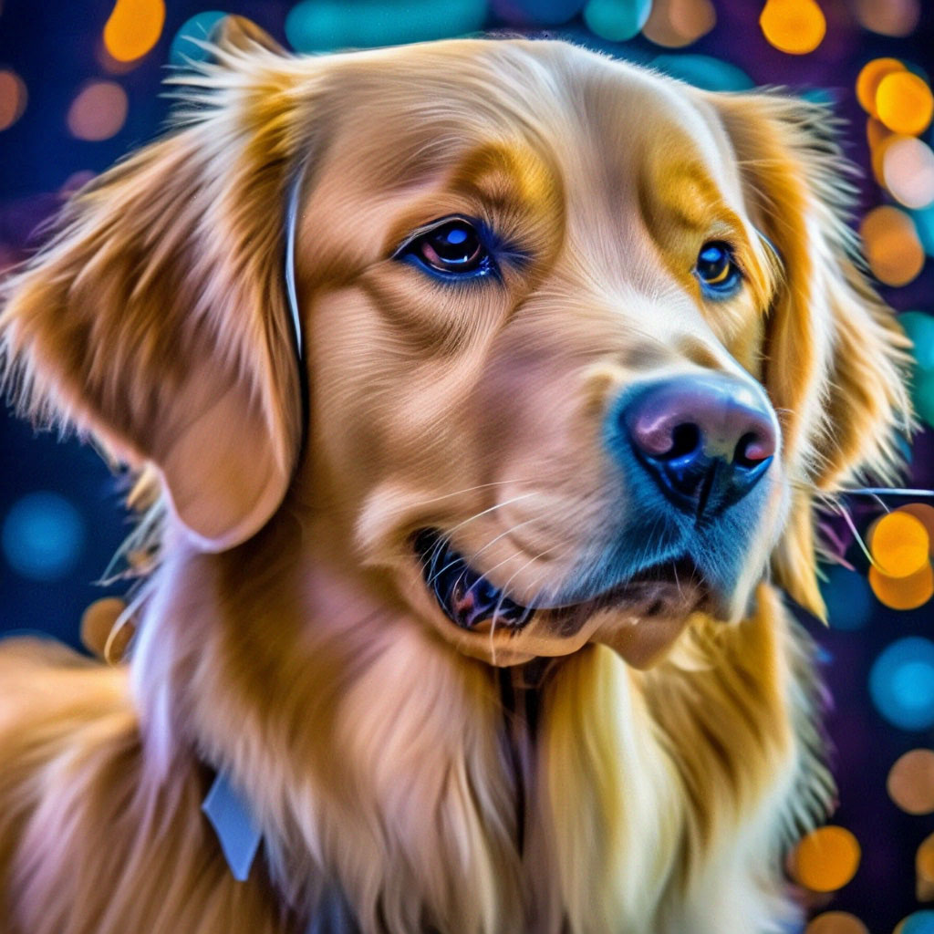 "Golden retriever, aesthetically pleasing, beautiful, realistic, close ...