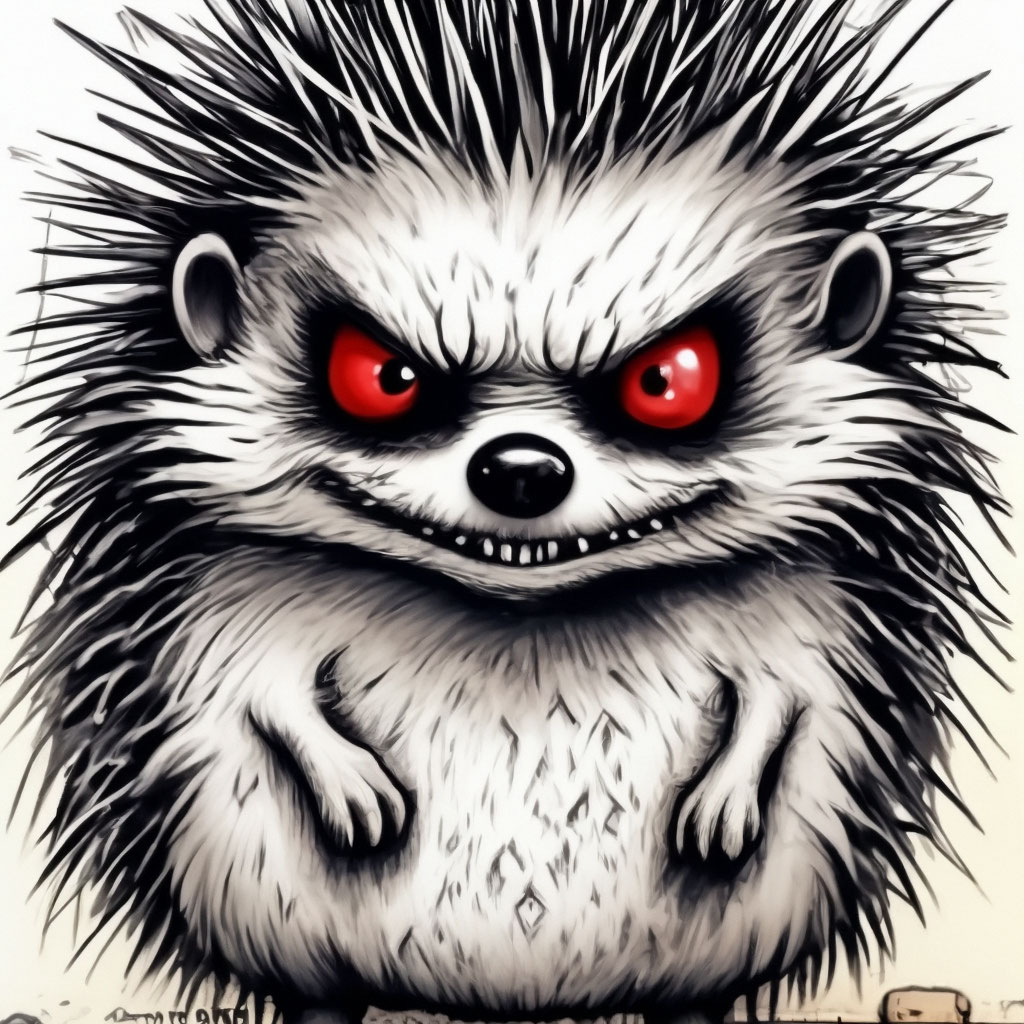 "Happy Hedgehog Day🎀 angry hedgehog with red eyes disheveled skinny wet ...