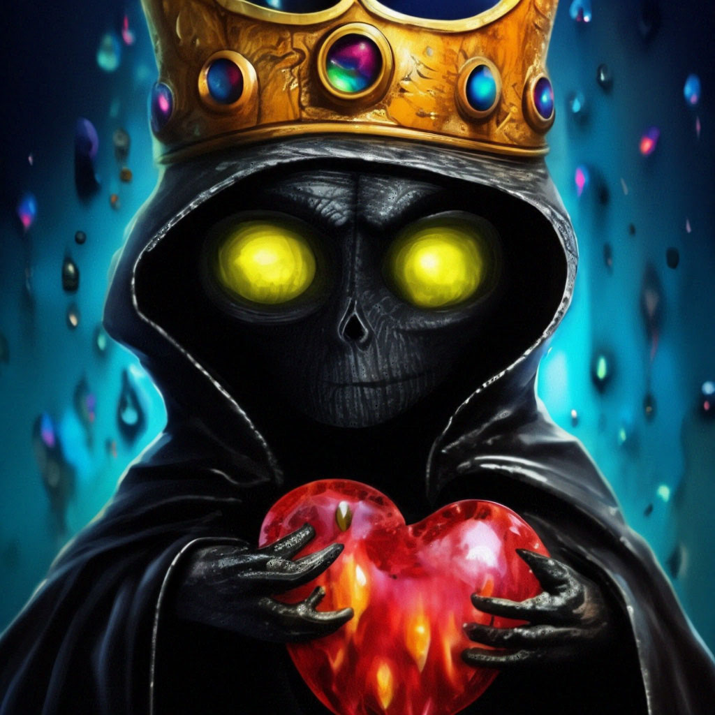 "Bright chibi King Nazgul, hyper detail, smiling, big eyes, holding a ...