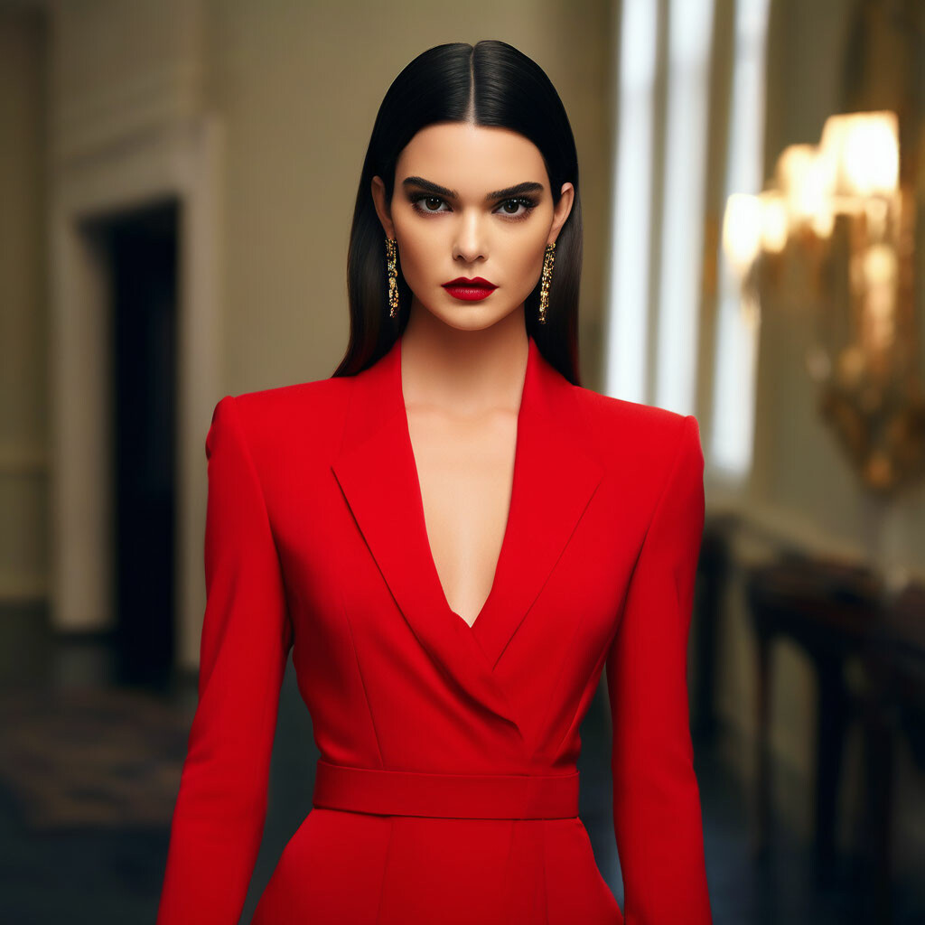 "Kendall Jenner as Fallon Carrington red dress." — image created in ...
