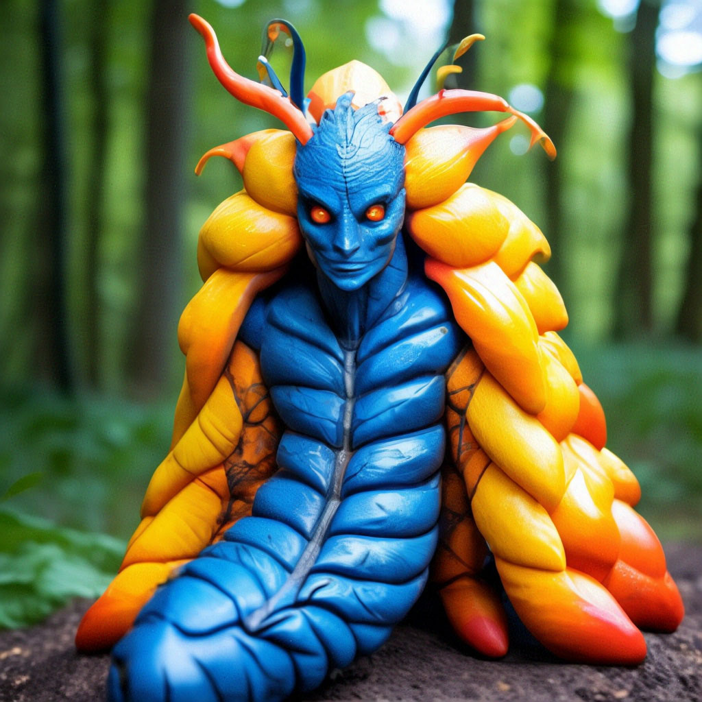 "The caterpillar in human form" — image created in Shedevrum