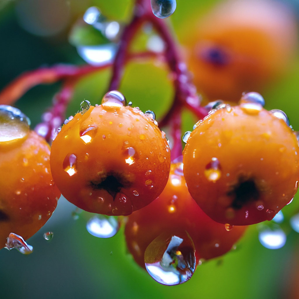 "Rowan,princess grade,macro,water droplets,clusters of rowan ...
