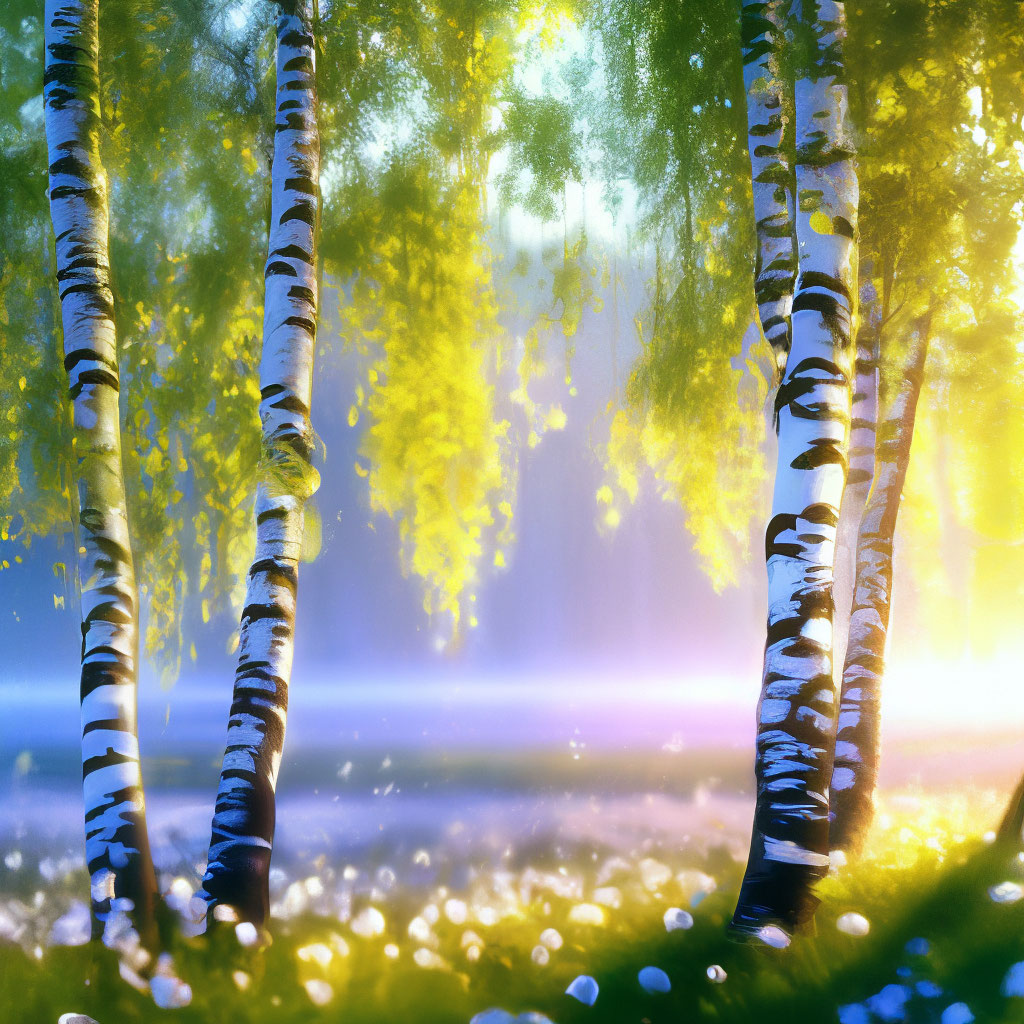 "🎶 birch trees spring on the background of dawn delicate pale ...