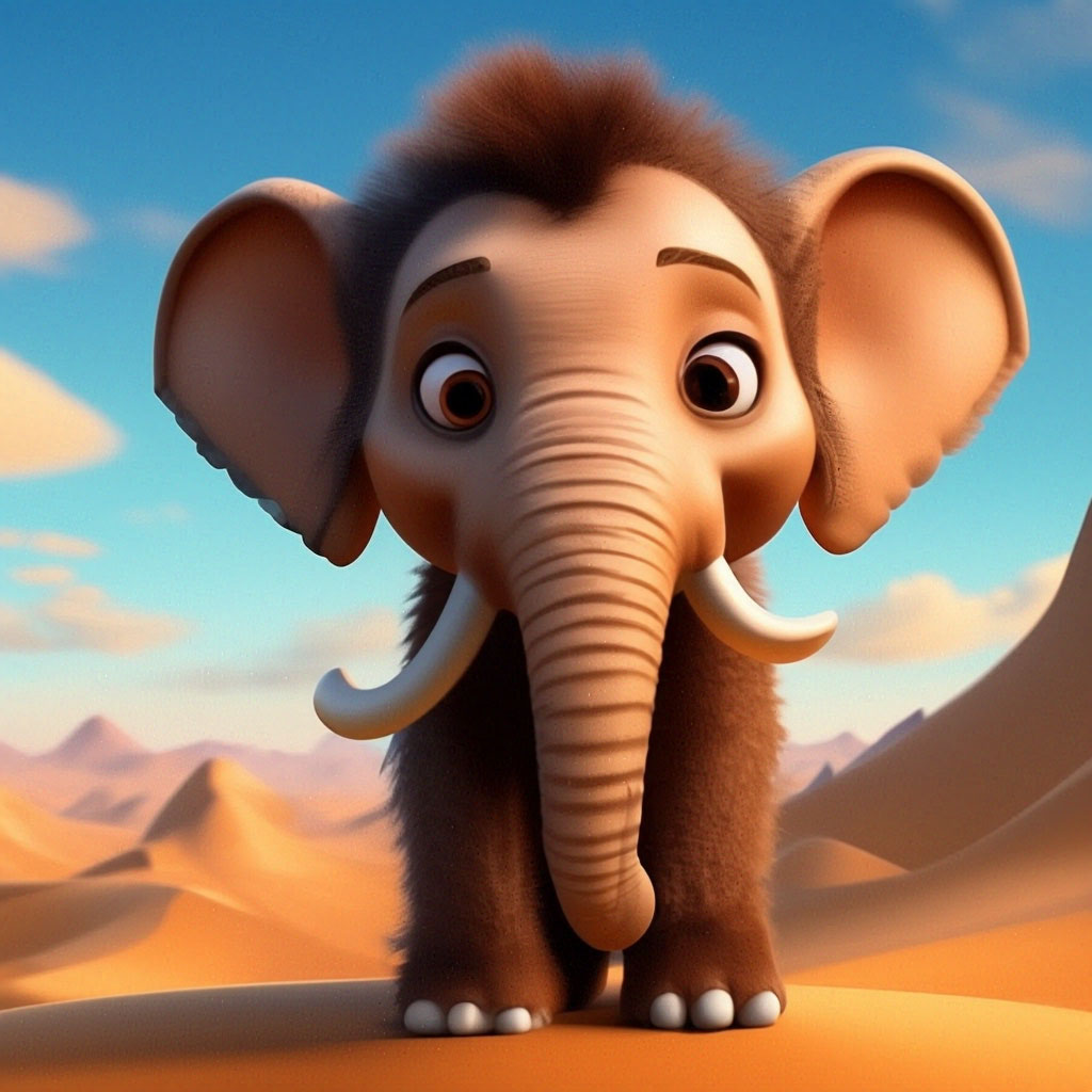 Anthropomorphic mammoth- baby in the Disney style, cartoon chibi, full ...