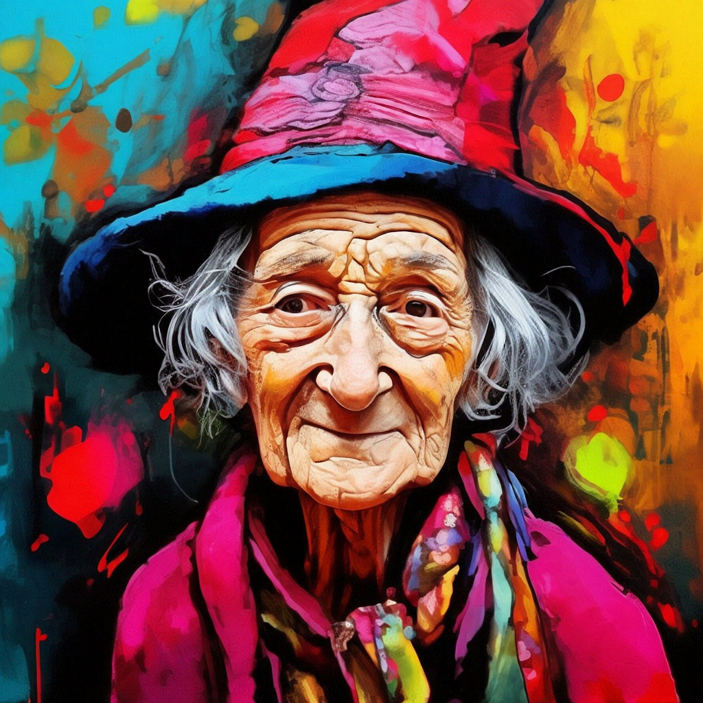 "Old Woman Shapoklyak Decorative painting, abstract, eclectic,funny old ...